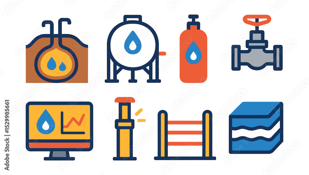 Стоковое векторное изображение «Flat vector icons of natural gas ...