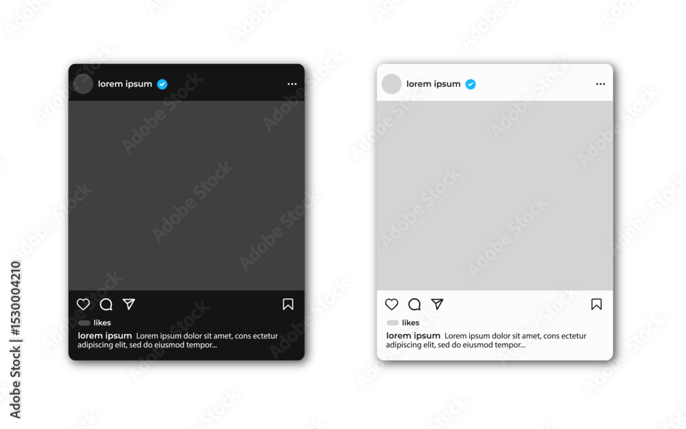 Vector de Stock Blank Instagram post templates in vector mockup style ...