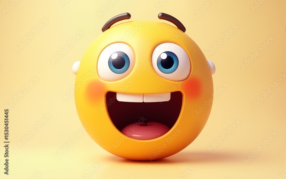 3d surprised wow emoji face. shocked wow emoticon with open mouth ...