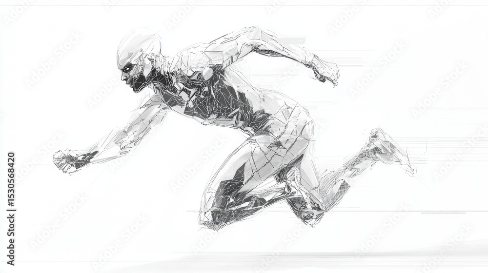 Running figure in a futuristic design showcasing motion and speed ...