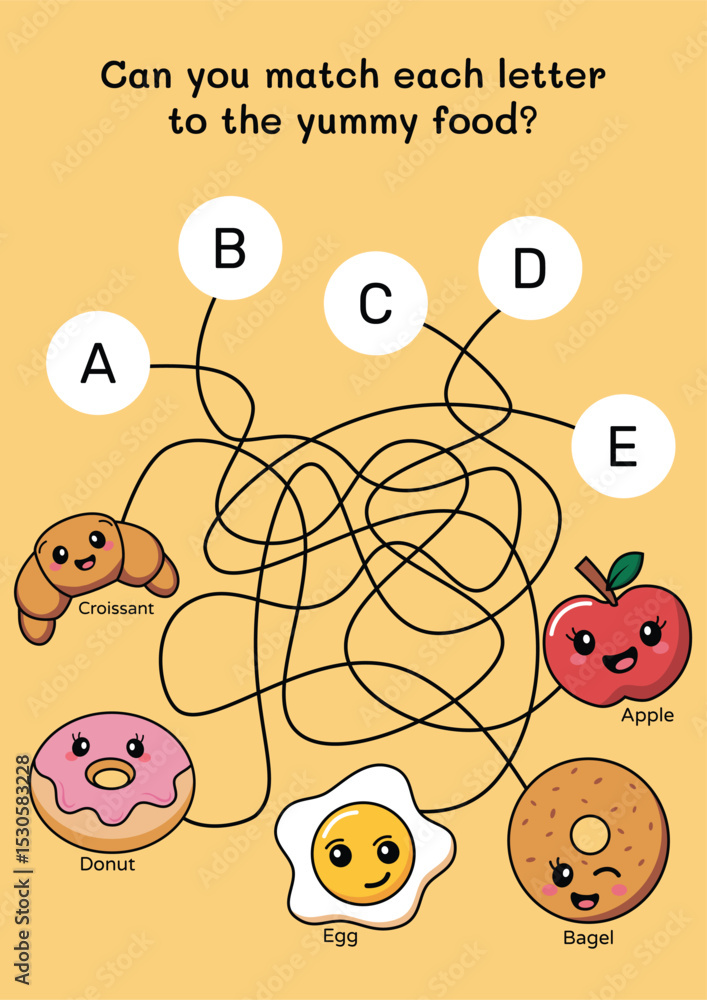 Стоковое векторное изображение «Alphabet path maze game with cute ...