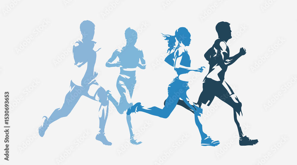 Стоковое векторное изображение «Run, athletics, running men and women ...