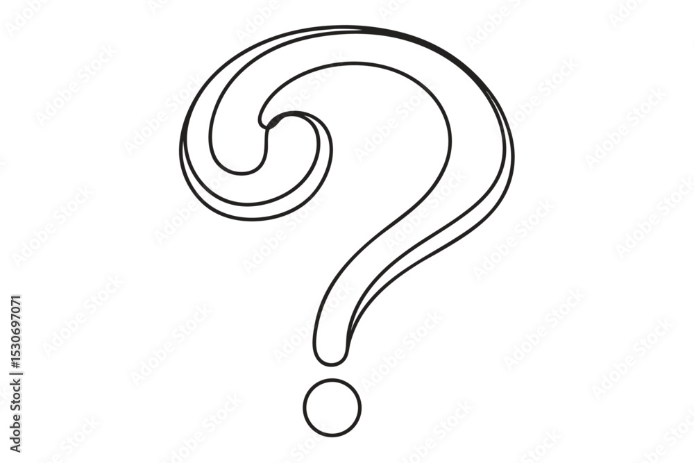 Continuous line drawing question mark illustration isolated on ...