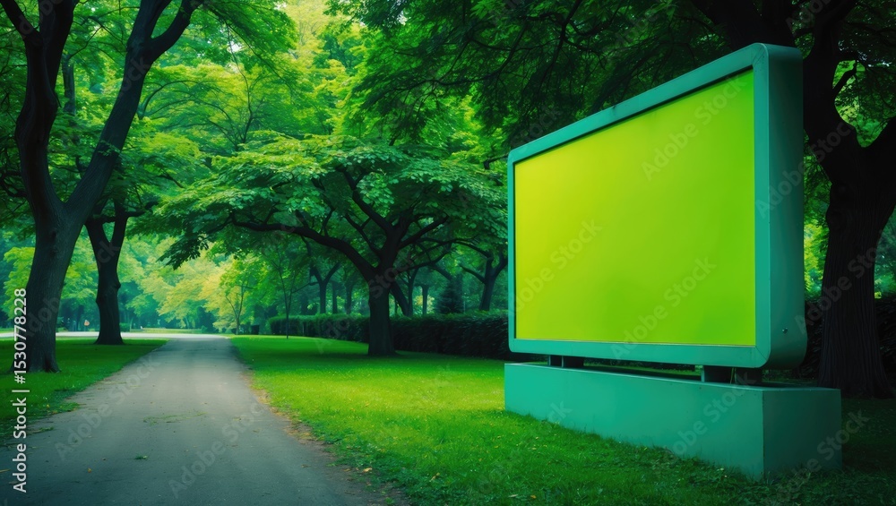 Chroma key compositing. Large vacant billboard featuring a green screen ...