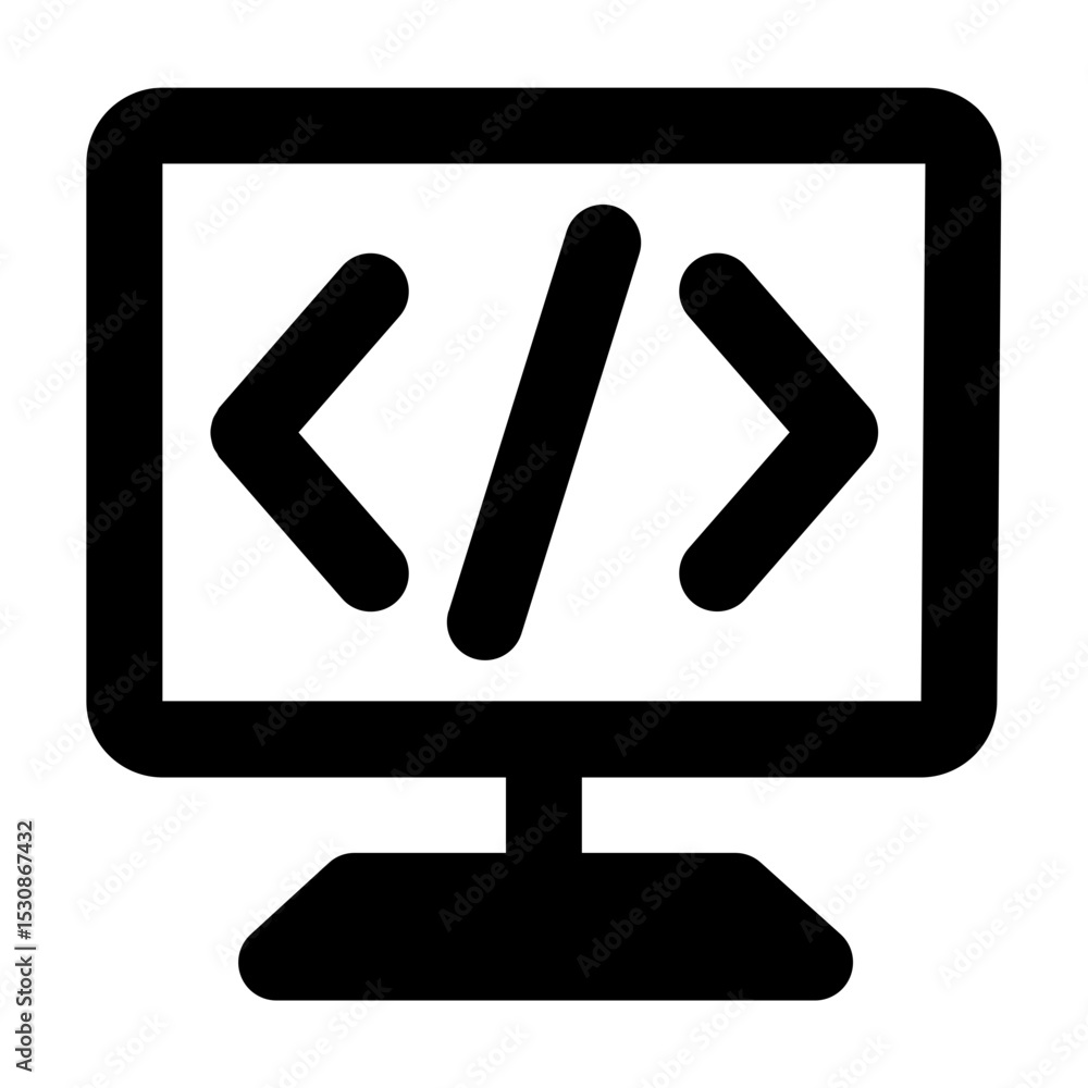 Simple line vector icon of a display symbol, commonly used in coding ...