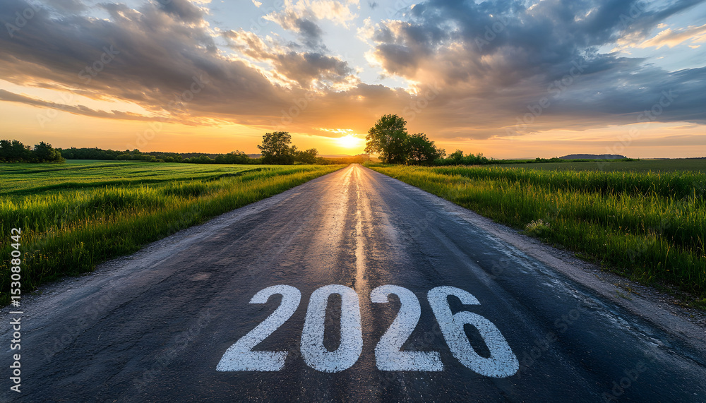 Ilustración de Stock The end of an empty road path and the start of a ...