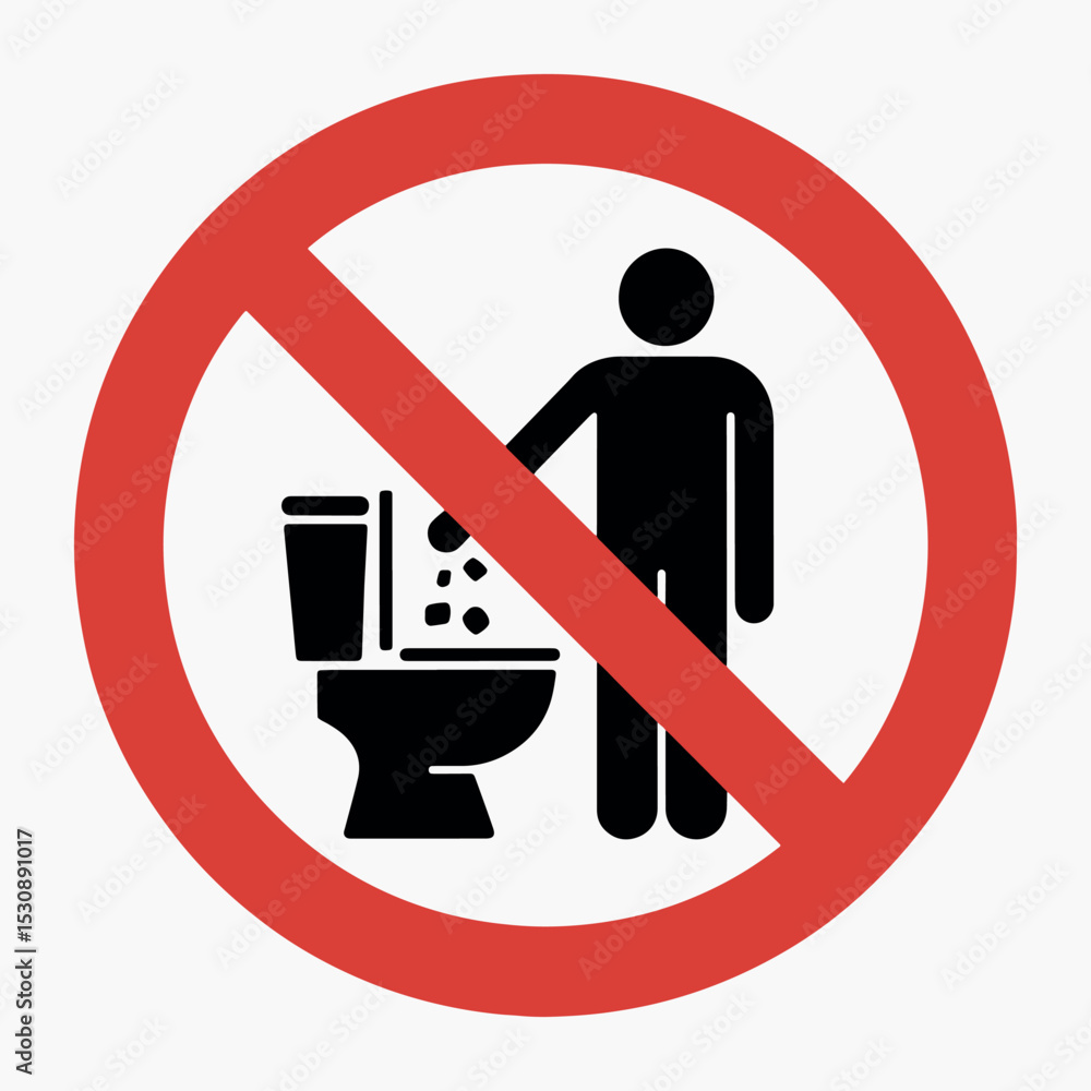 Do Not Throw Waste in Toilet Sign | No Trash in Toilet Vector | Toilet ...