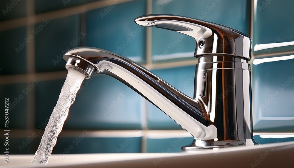 Photo Stock water tap faucet running water in the bathroom open tap ...