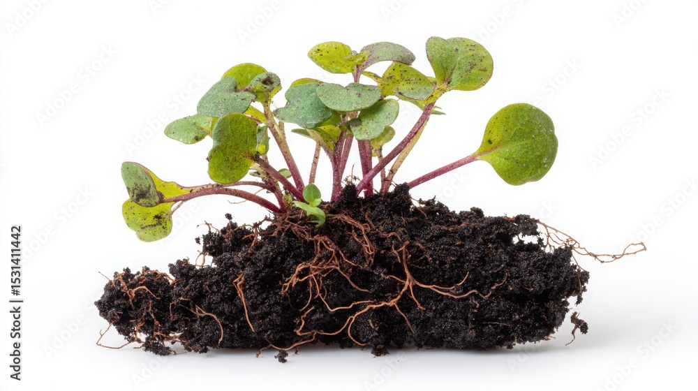 Young plant with intact root system and soil Stock Photo | Adobe Stock