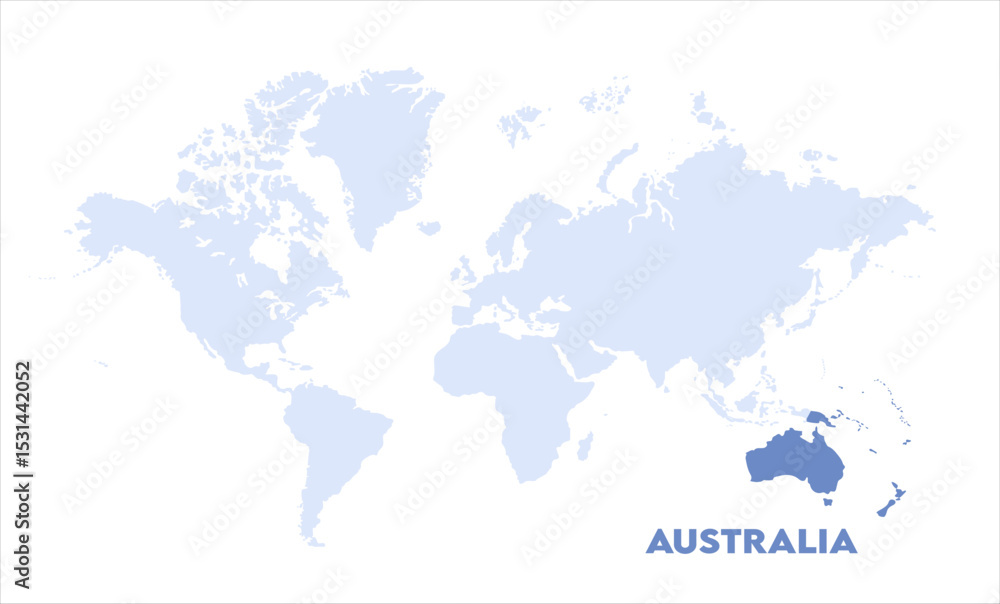 Watercolor world map with Australia-03, Map of Australia, highlighted ...