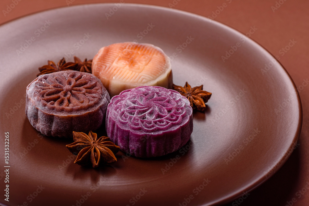 Chinese mooncake is an Asian sweet dessert. Asian mooncake as a ...