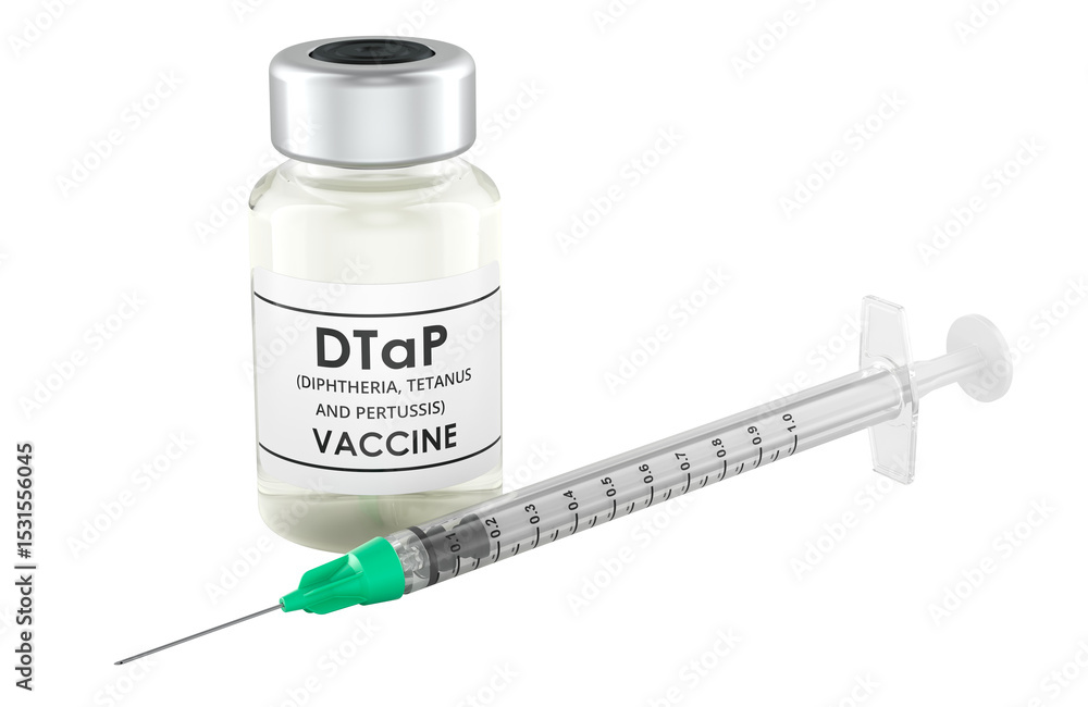 Ilustración de Stock DTaP vaccine vial and syringe. Vaccine from ...