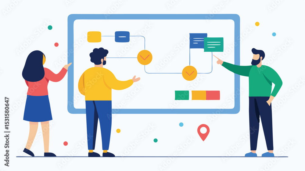 Team collaboration workflow planning process diagram Stock Vector ...
