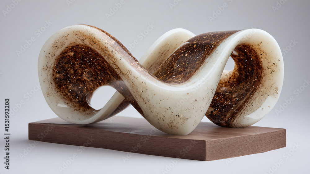 Abstract Resin Sculpture with Spices: White and Brown Textured Form ...