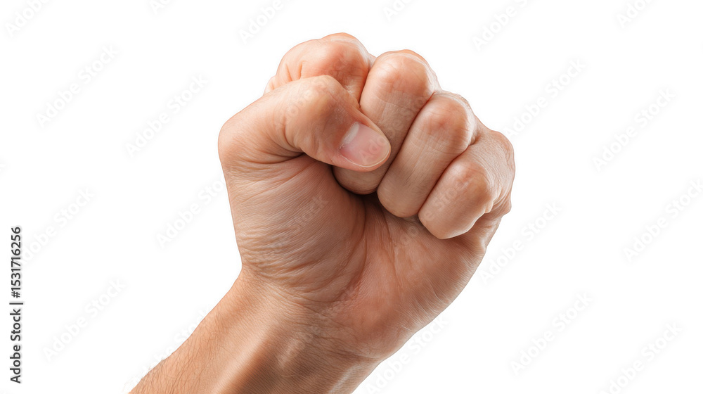 Clenched fist expressing strength, power, protest or support, isolated ...