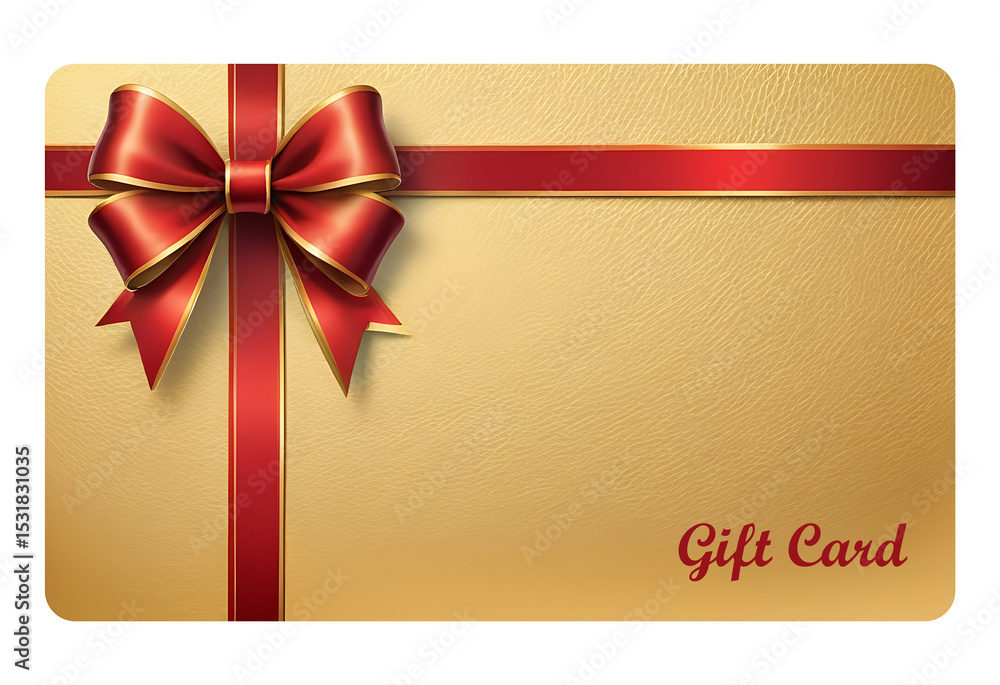 Luxury golden gift voucher template with vertical red ribbon and ...