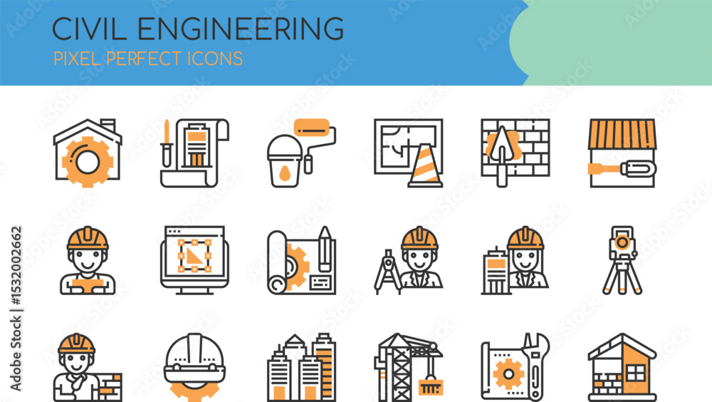 Civil Engineering Icon Set 24 Pixel-Perfect Icons for Construction ...