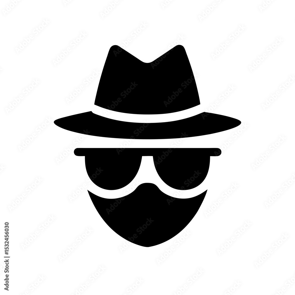 Spy disguise vector icon with glasses and mustache Stock Vector | Adobe ...