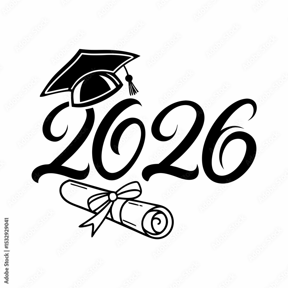 Graduation 2026 class of 2026 graduate cap diploma Stock Vector | Adobe ...