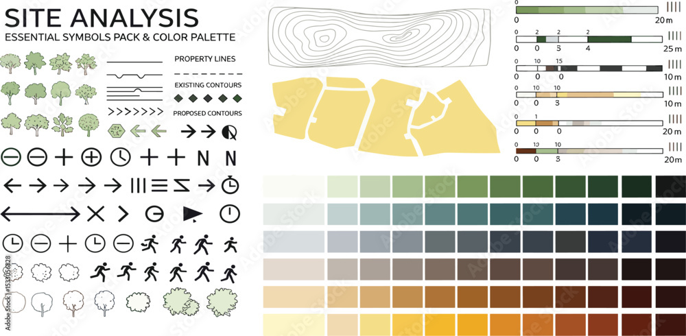 landscape architecture site analysis symbol icon element drawing ...