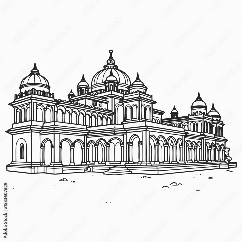 Mysore Palace Karnataka Line Art Illustration, Detailed Black and White ...