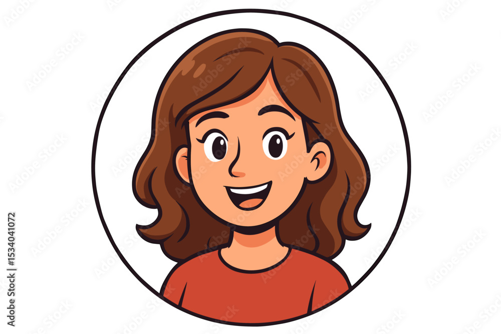 Happy young woman cartoon avatar. Smiling female character headshot ...