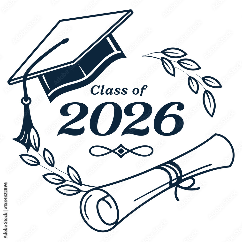 Cap and diploma combination with modern congratulations text for class ...