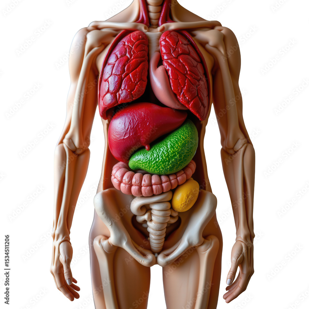 Anatomical Diagram of Human Body Displaying Internal Organs Including ...