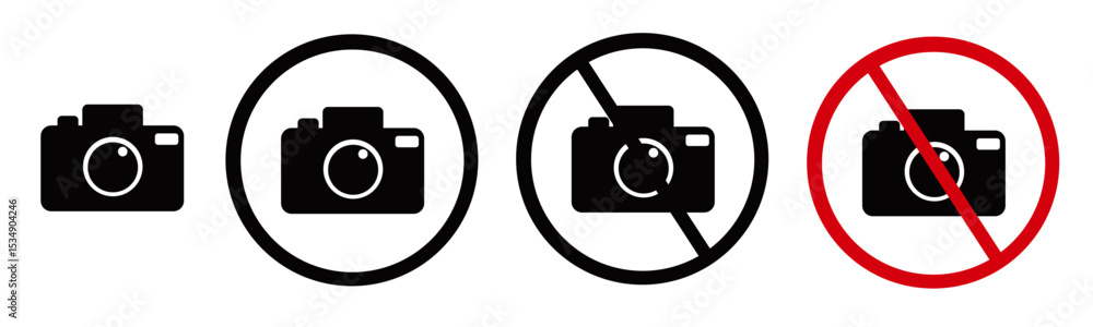 Silhouette Camera Allowed and Not Allowed Sign Symbol Icon Set の Stock ...