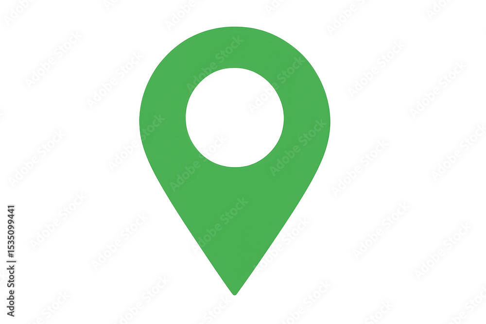 Green location pin icon on a transparent background, representing ...