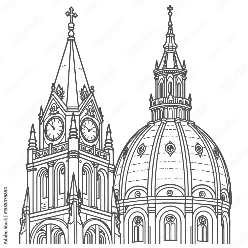Chhatrapati Shivaji Maharaj Terminus Mumbai Line Art Illustration ...