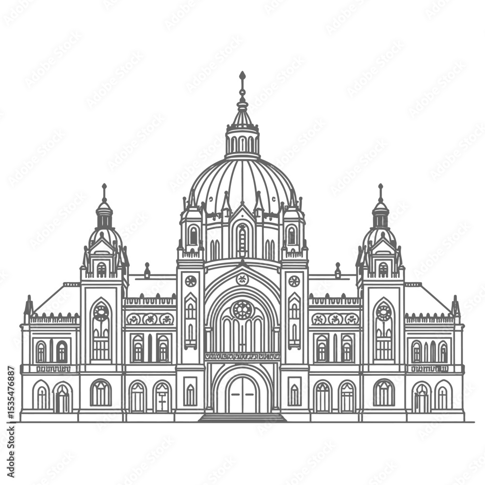 Chhatrapati Shivaji Maharaj Terminus Mumbai Line Art Illustration ...