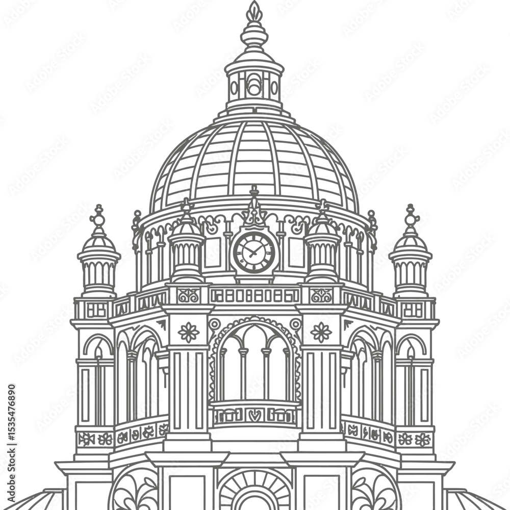 Chhatrapati Shivaji Maharaj Terminus Mumbai Line Art Illustration ...