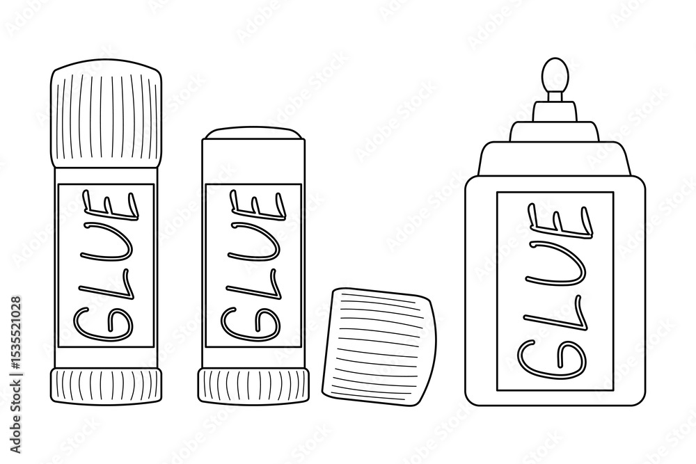 Coloring page with outline drawing of different types school craft ...