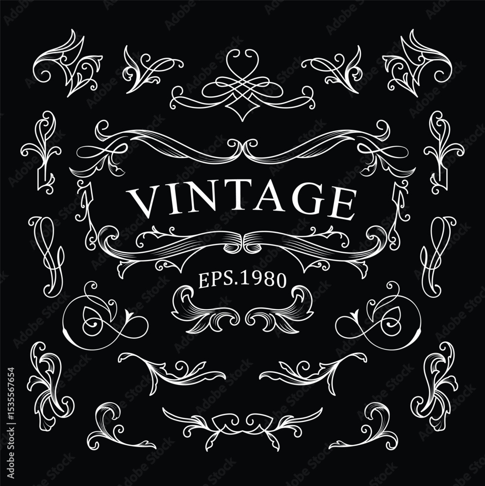 Vintage western hand drawn elements frame label blackboard banner ...