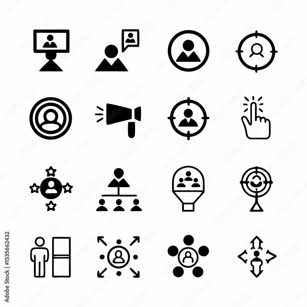 Design engaging icons representing key target audience demographics and ...