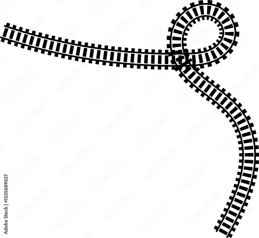 Railway train track route. Rail line, subway map, and railroad elements ...