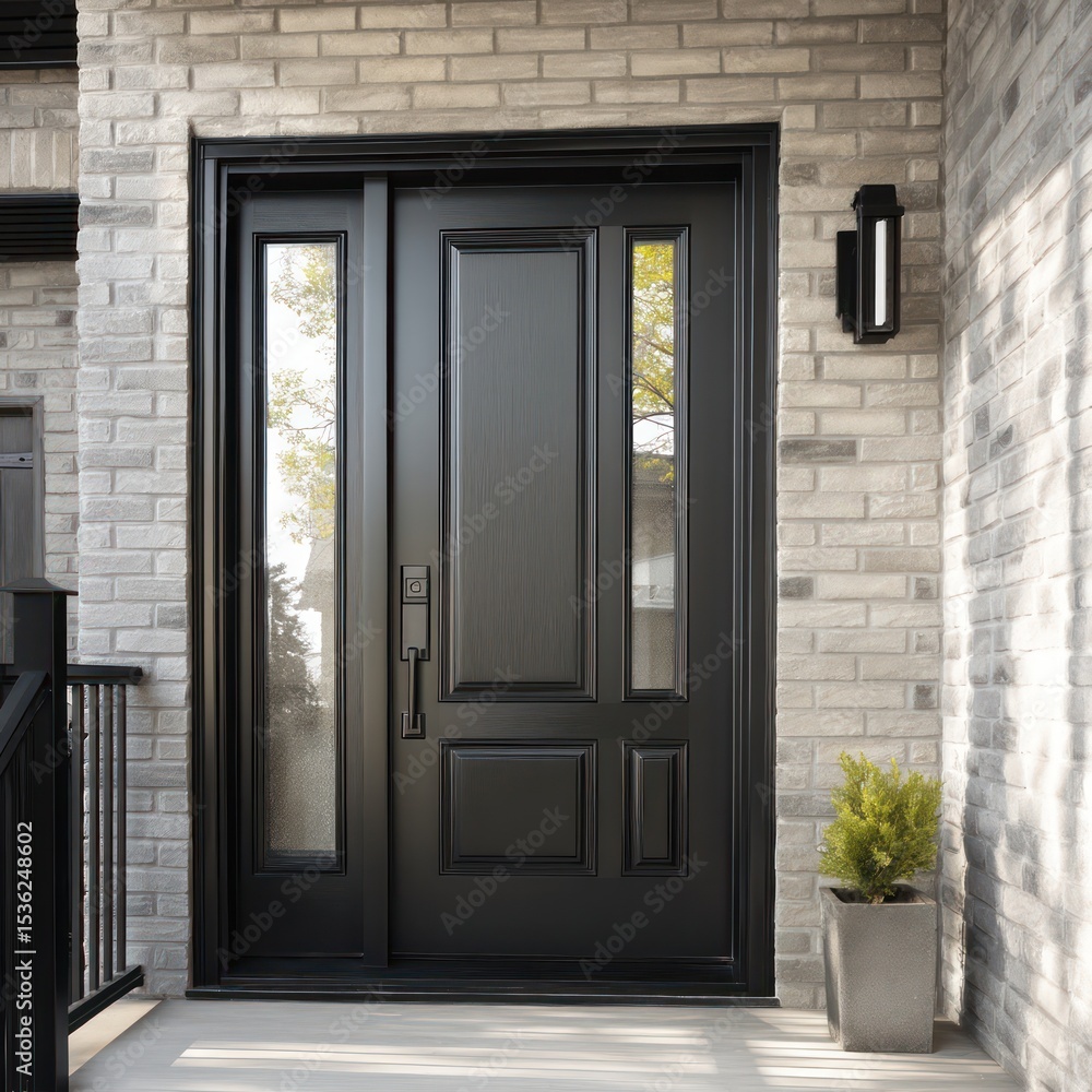 Black Fiberglass Front Door