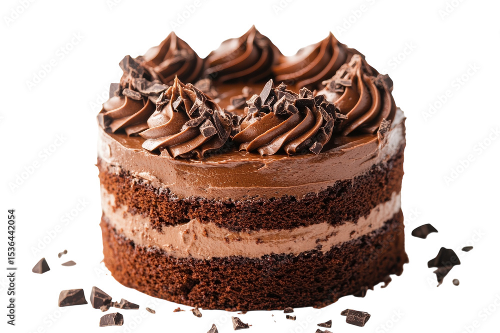 Indulgent triple layer chocolate cake with decadent frosting and ...
