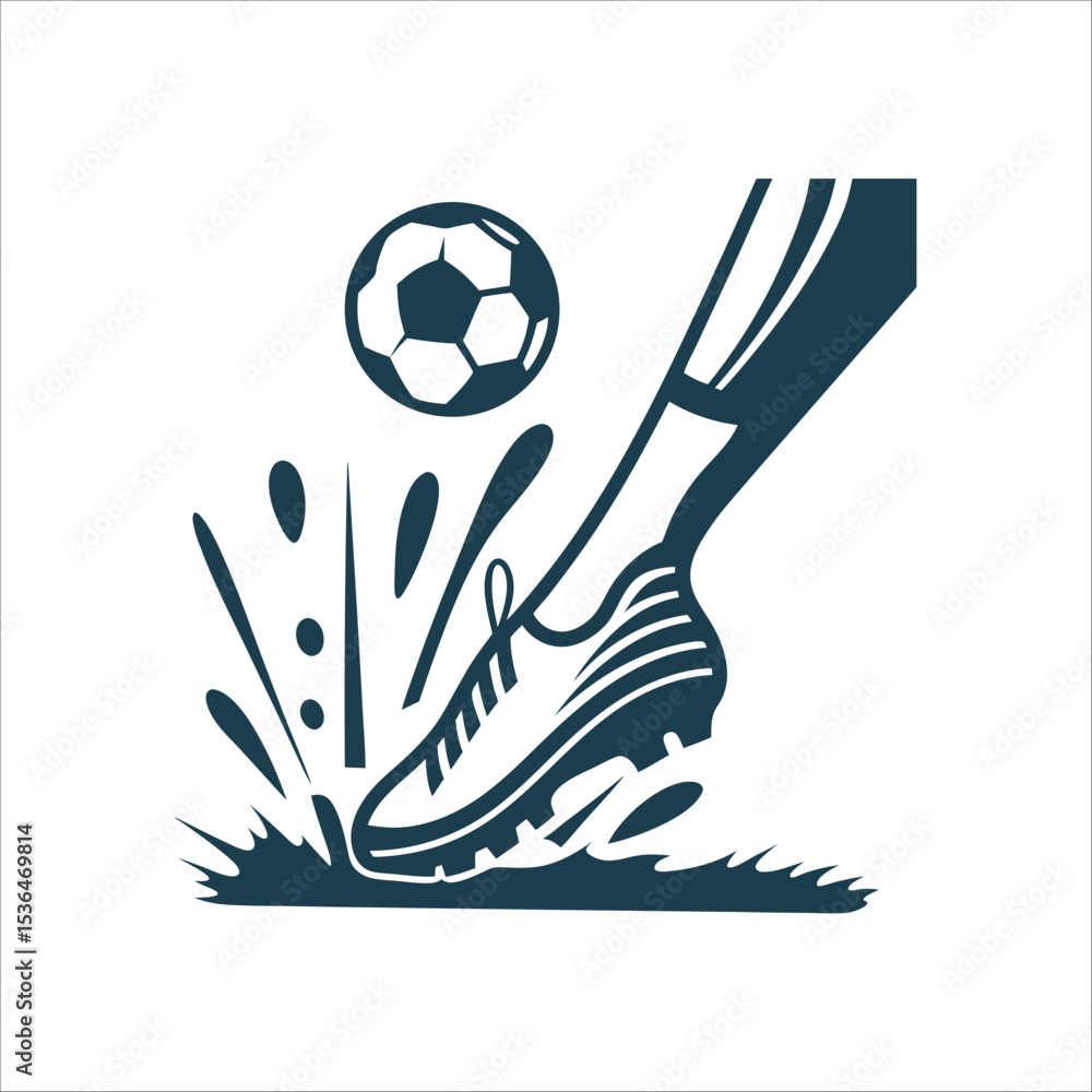 Stylized Soccer Kick Illustration, Action Graphic Kicking Motion A foot ...