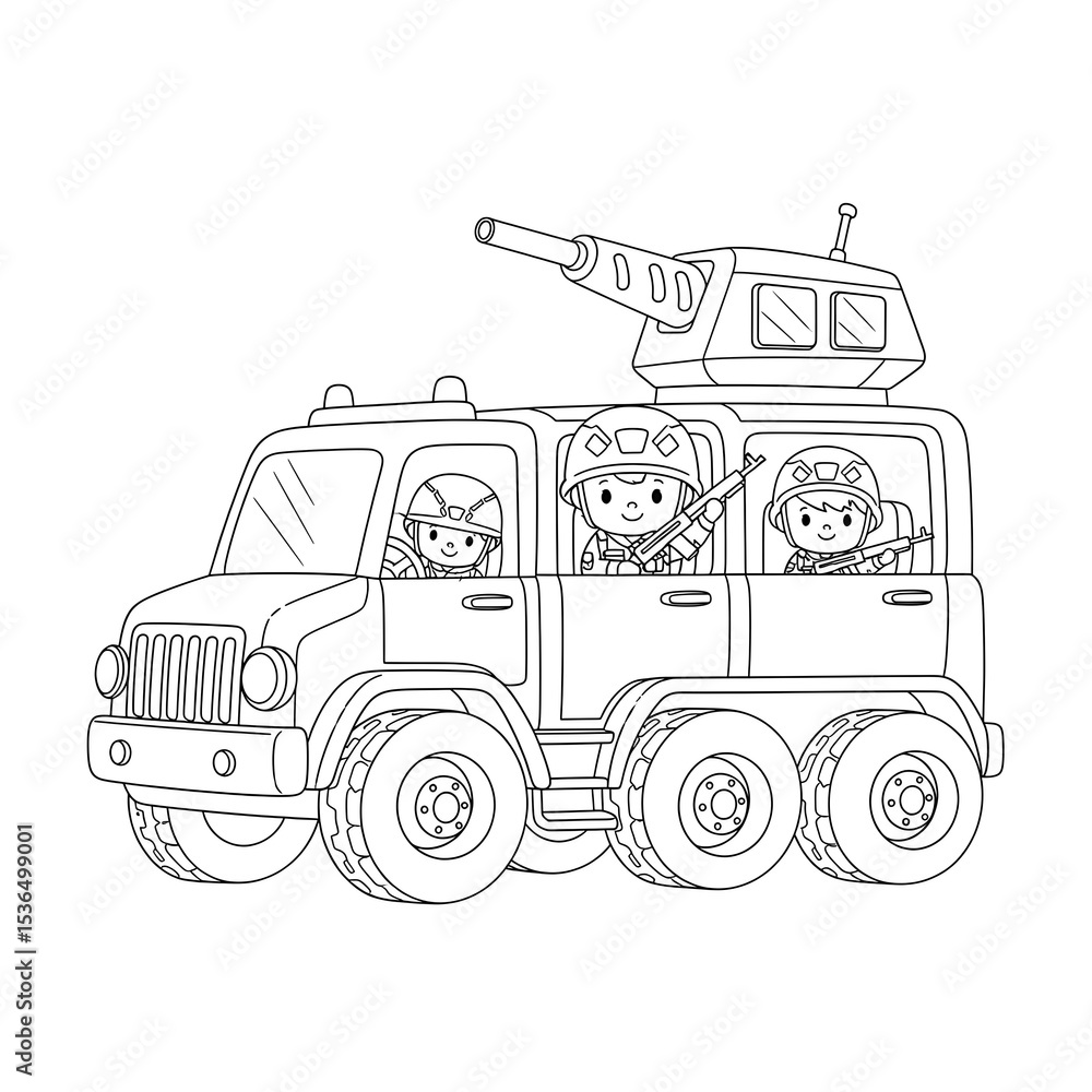Military vehicle coloring page for kids army truck outline printable ...