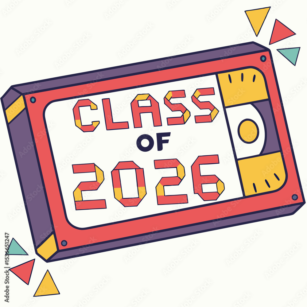 Class of 2026 retro vhs cassette tape graduation design Stock Vector ...