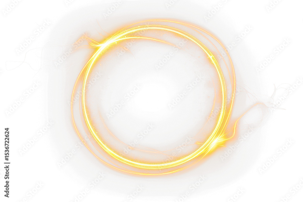 ภาพถ่าย Stock bright golden enegetic light ring glowing in circle shape ...