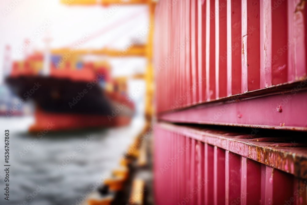 40 HC sea containers standing in a sea cargo port ready for loading and ...