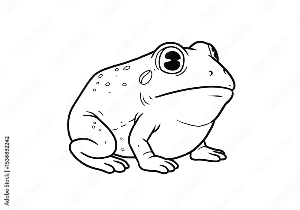Vektor Pacman frog drawing. It is a black and white outline image of a ...