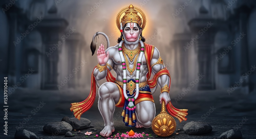 Lord Hanuman Ji 4K HD Desktop Wallpaper | Hanuman Ji Divine Animated ...