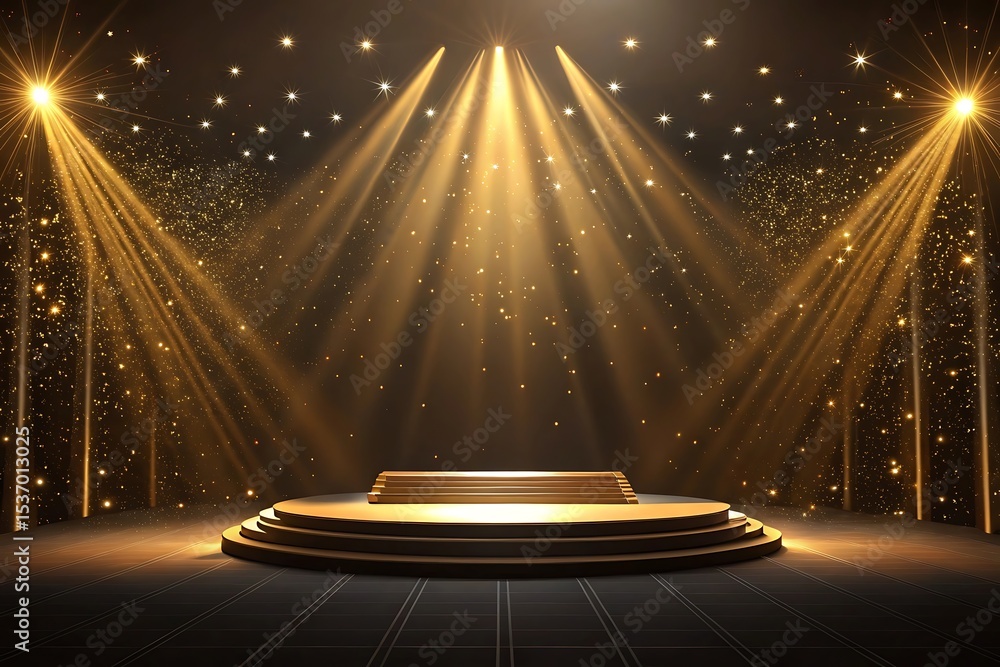 Stage spotlight background golden light event performance Stock ...