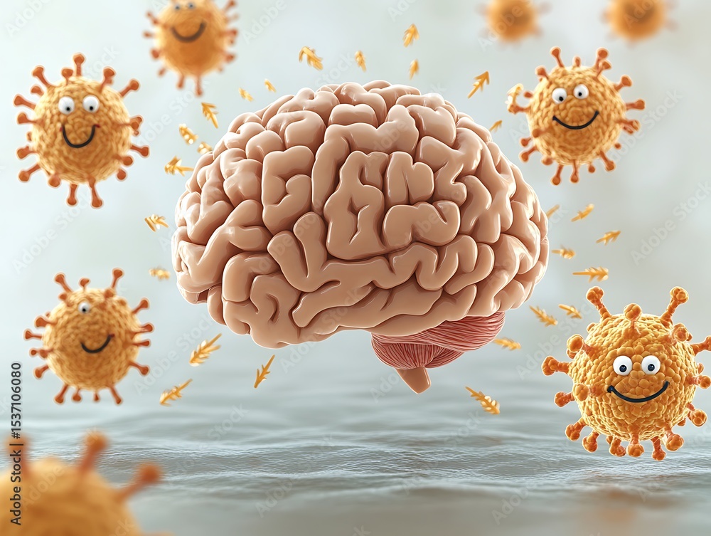 Ilustración de Stock cartoon visual of brain and nerves showing basic ...