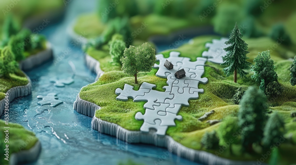 Puzzle piece with a map grid sliding into a location-based jigsaw with ...
