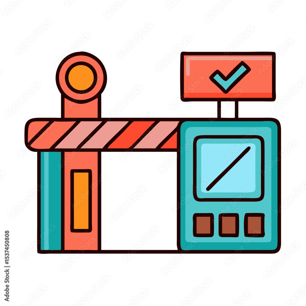 Image vectorielle Stock Border crossing checkpoint illustration with ...